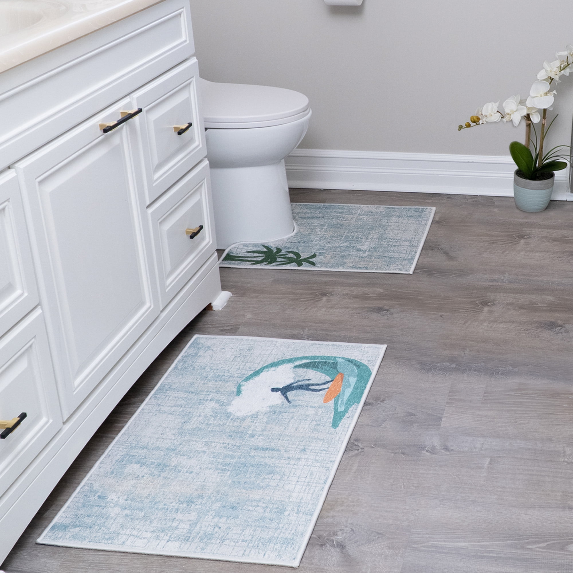Sussexhome Toilet Mat Set - 2-Piece Designer Print Bathroom Contour ...