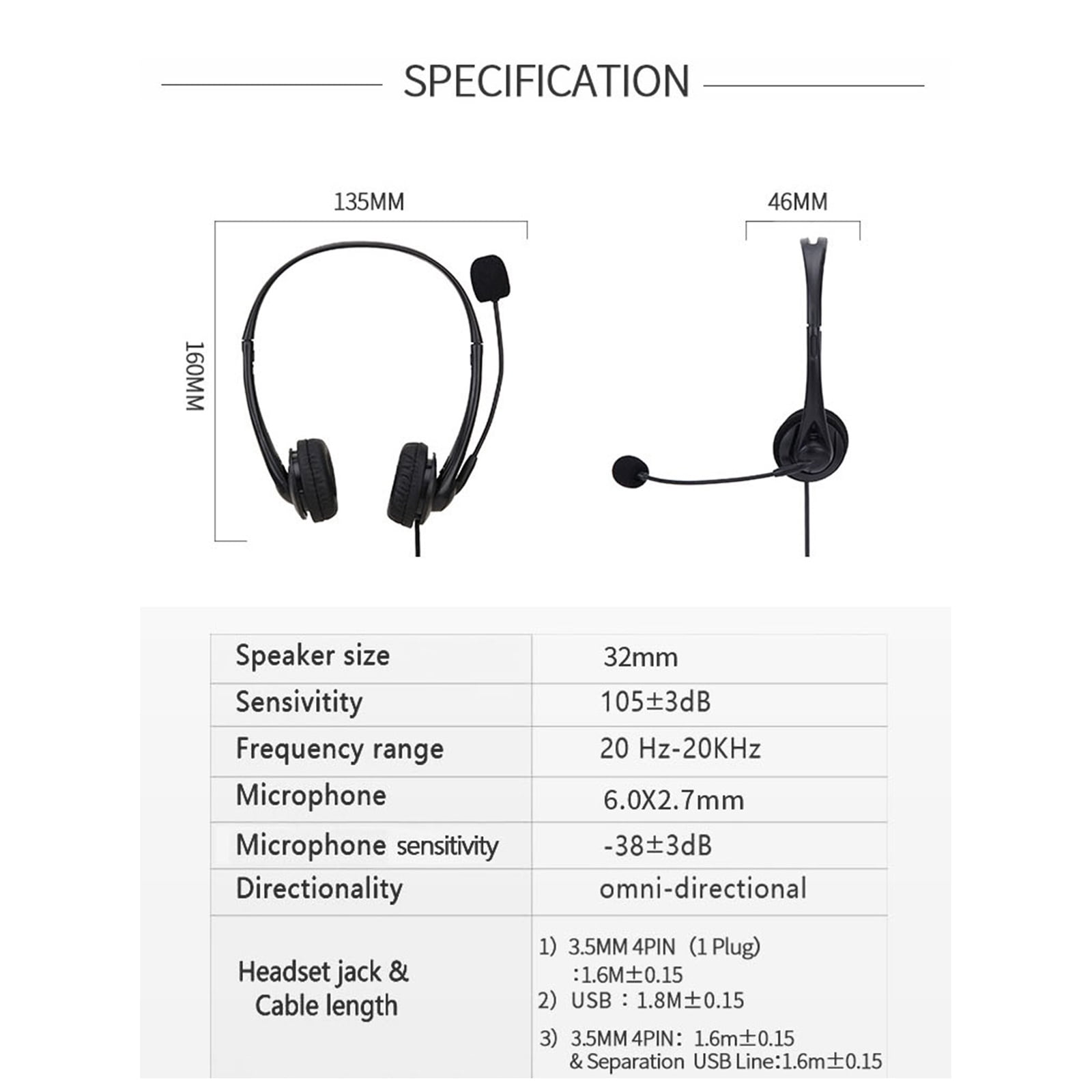SY490MV Call Center Wired Headset Wired Control USB Port (USB) - OTC.LK