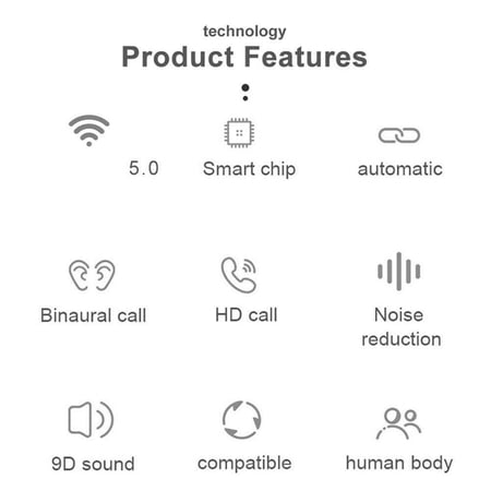 Wireless Sports Headset 5.0 Earbuds 9D Shock Holographic Sound Mini ...