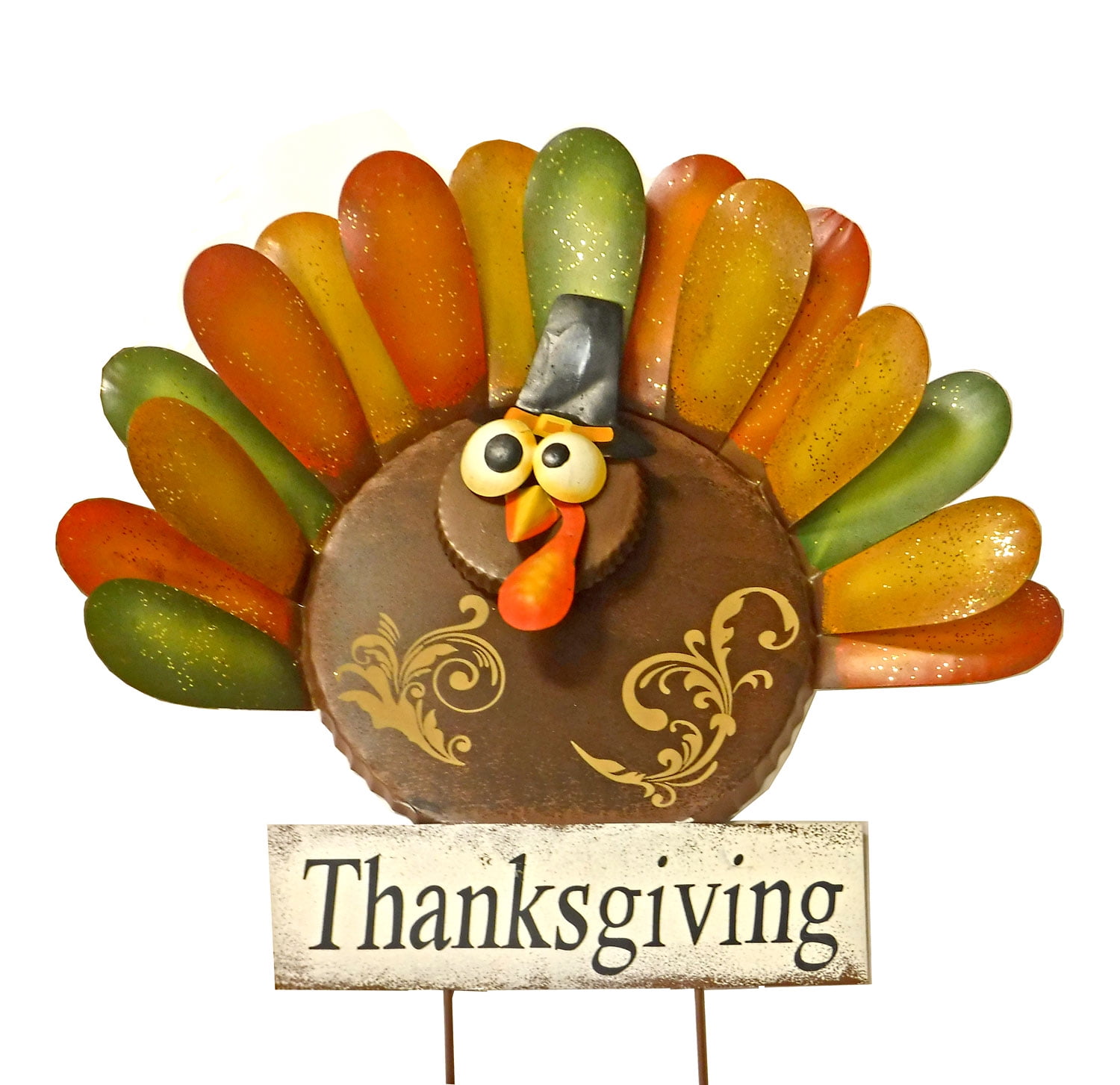 Thanksgiving Turkey Pilgrim Lawn Tin Stake - Walmart.com