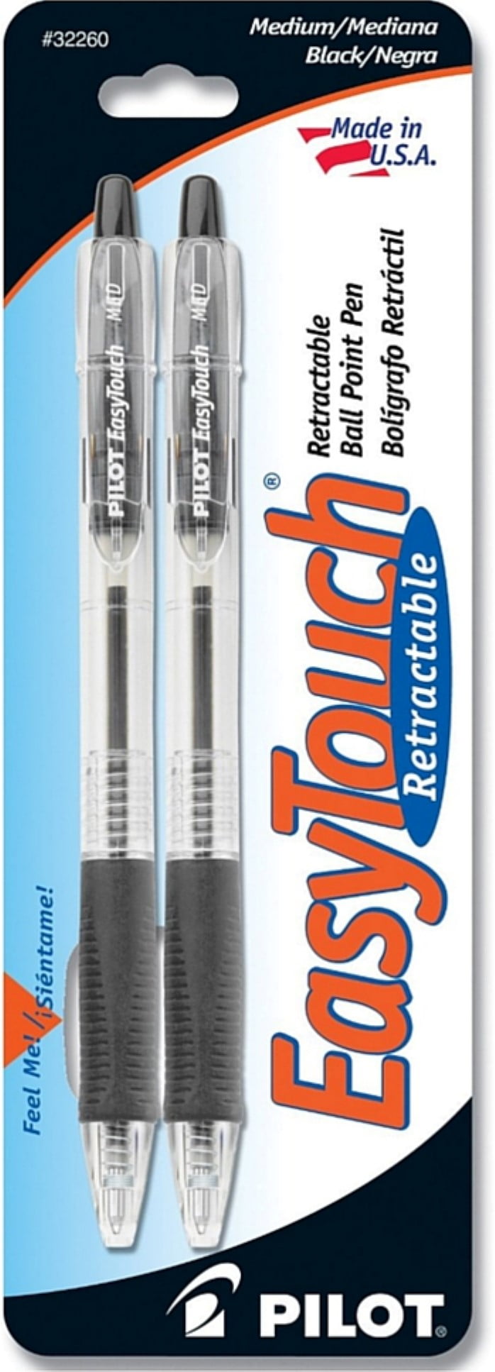 Pilot EasyTouch Medium Retractable Ball Point Pens, Black 2 ea (Pack of ...