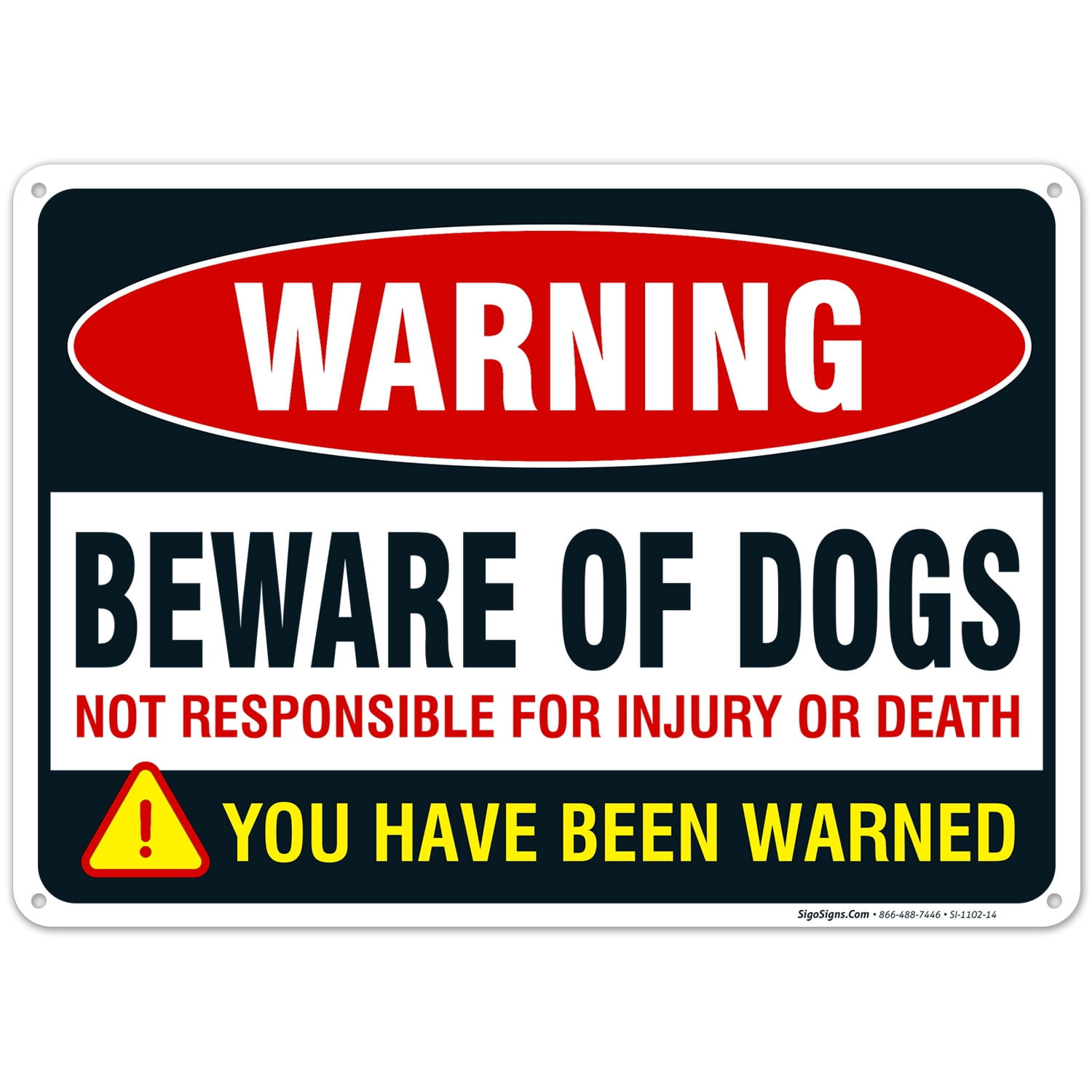 Beware of Dog Sign, Dog Warning Sign, 10x14 Aluminum - Walmart.com