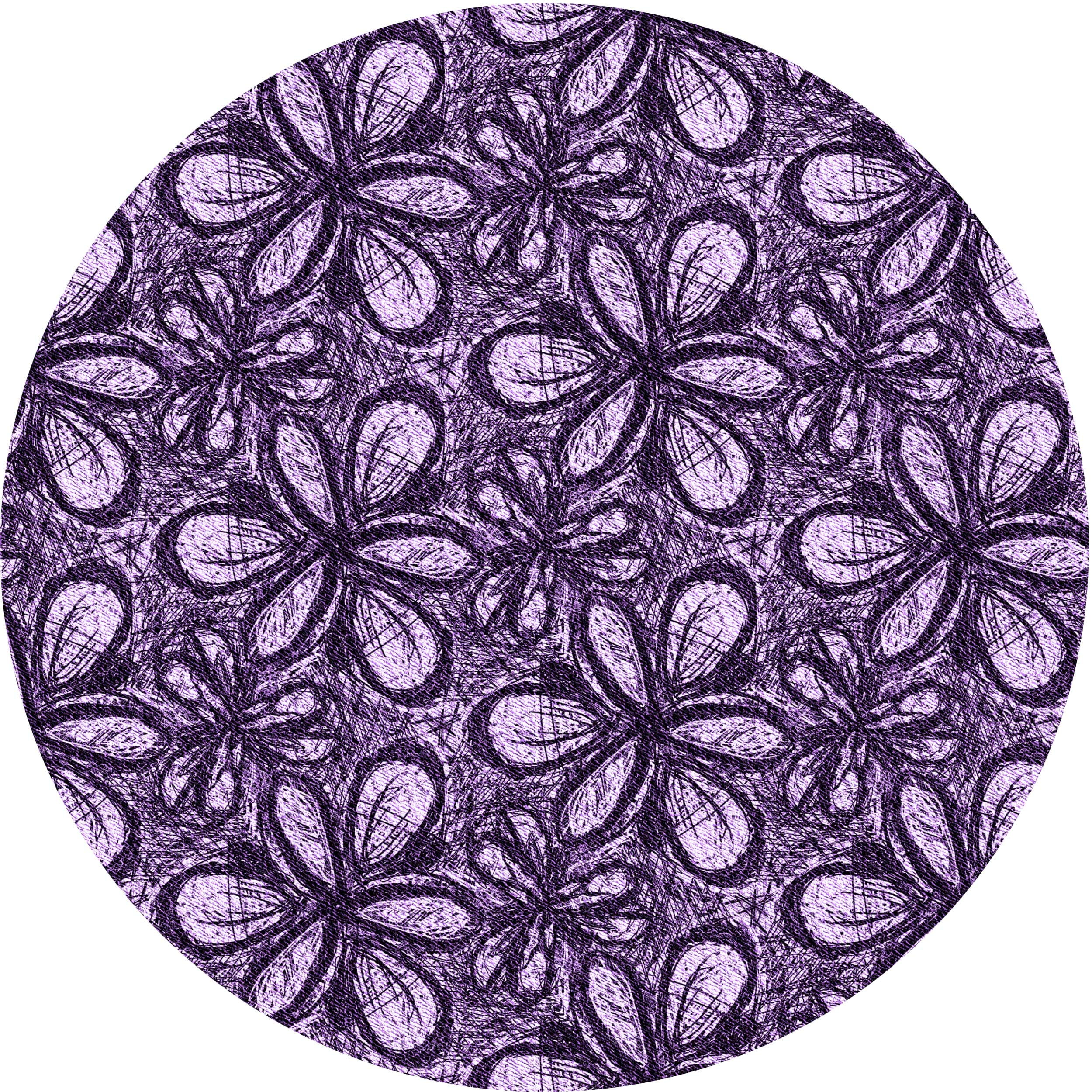 Ahgly Company Machine Washable Indoor Round Transitional Bright Lilac ...