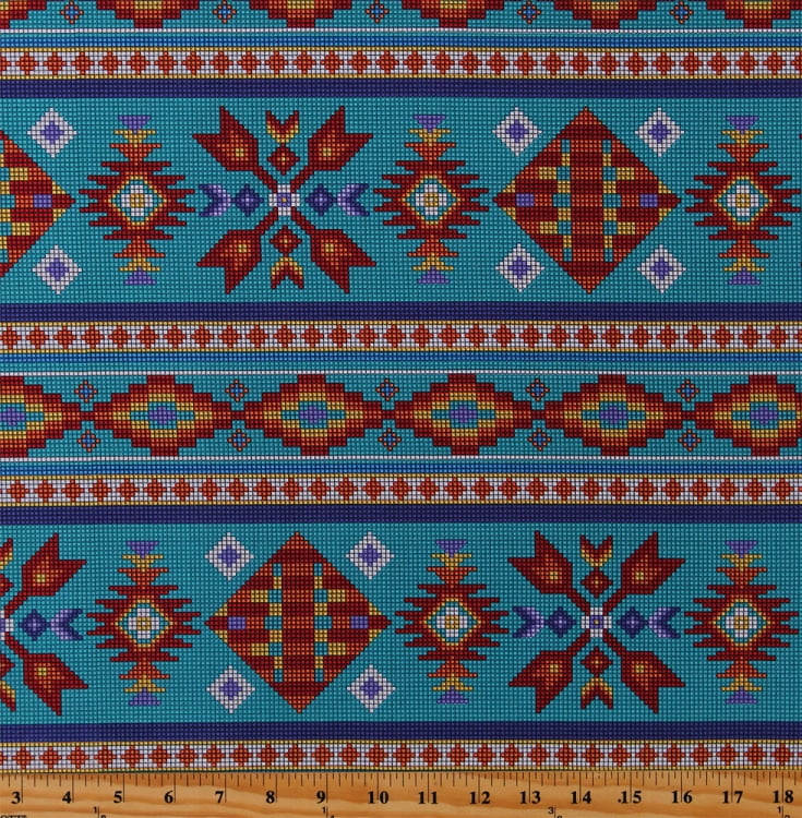 Cotton Southwestern Stripes Beadwork-Look Aztec Tribal Designs ...