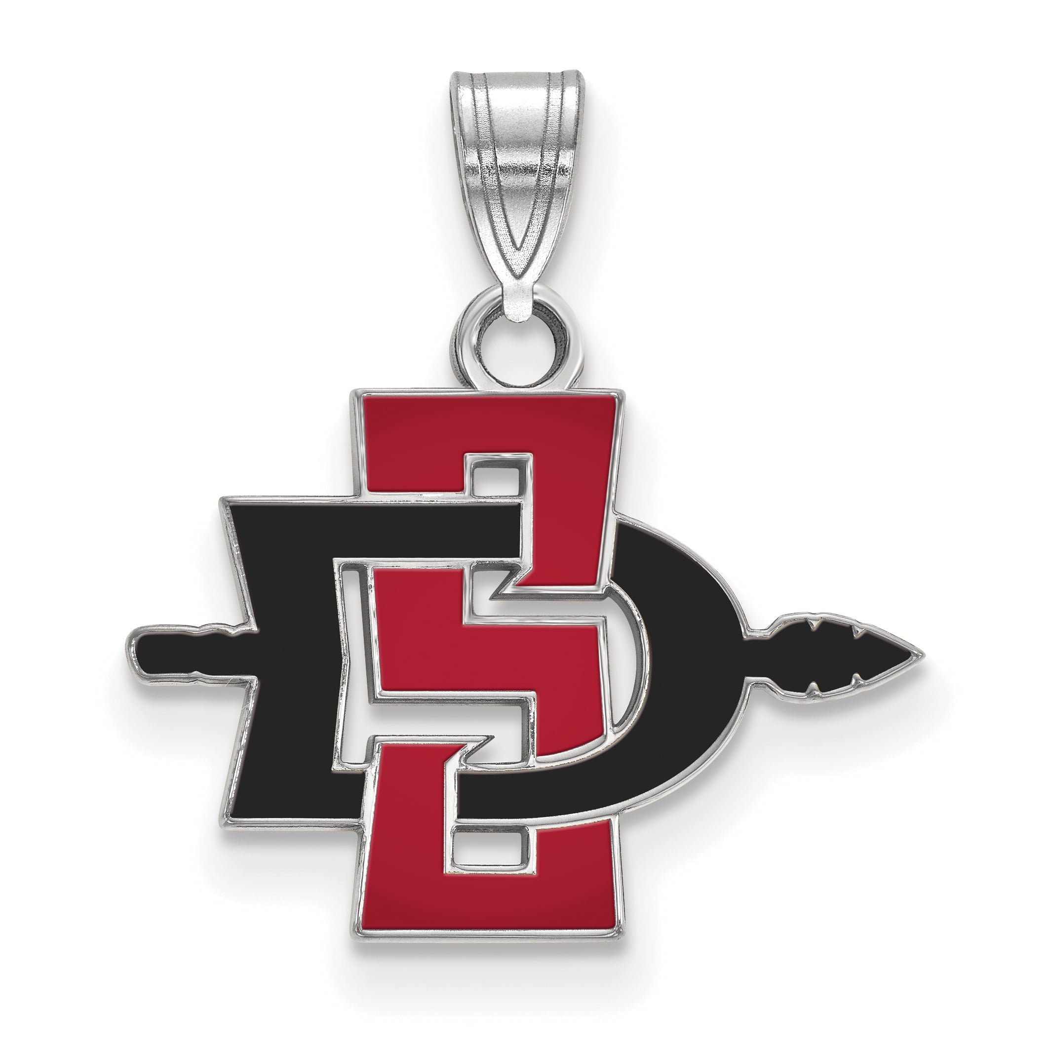 San Diego State University Aztecs Red Black School Logo Sterling Silver ...