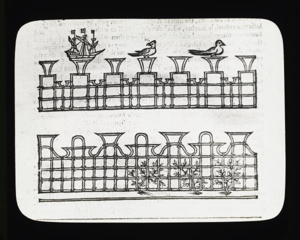 Print: Reproduction Of Print Showing Designs For Lattice Work, circa ...