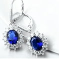 18k White Gold Leverback Earrings for Women - Sapphire Earrings for ...