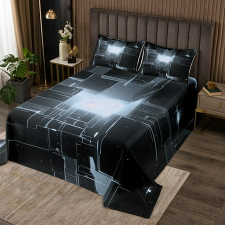 YST Kids Bedspread Set Modern Geometric Queen Quilt Set Preppy Room ...