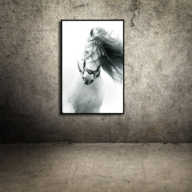 Maoww Running Steed Poster Black White Horse Wall Picture Paintings ...