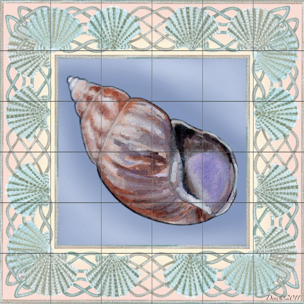 Tile Mural Bathroom Backsplash - Seashell Square 2-DF - by Denise ...