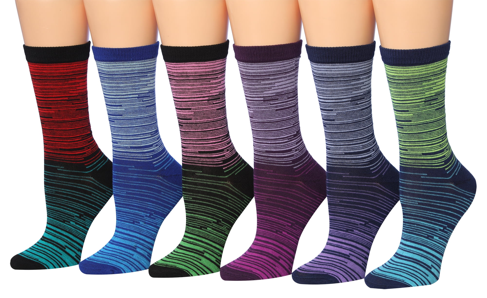Colorfut Women's 6-Pairs Colorful Funky Patterned Crew Dress Socks WC91 ...