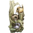 Alpine 4-Tiered Cascading Jars Tree Trunk Fountain w/ LED Light, 39 ...
