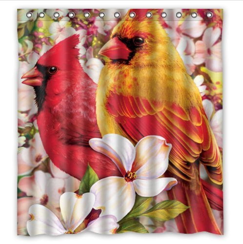 MOHome red Cardinal bird design funny birds art Shower Curtain ...