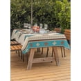 Bohemian Aztec Rectangle Outdoor Tablecloth with Umbrella Hole Teal ...