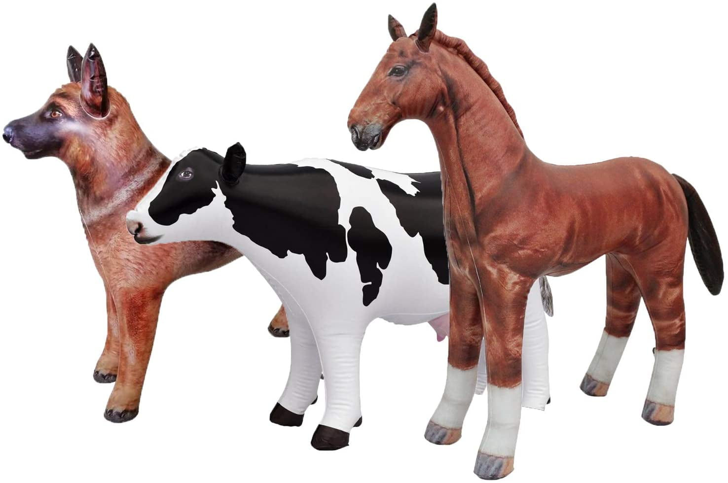 Inflatable Farm Ranch Animal Bundle 3 pack Dairy Milk Cow Horse German ...