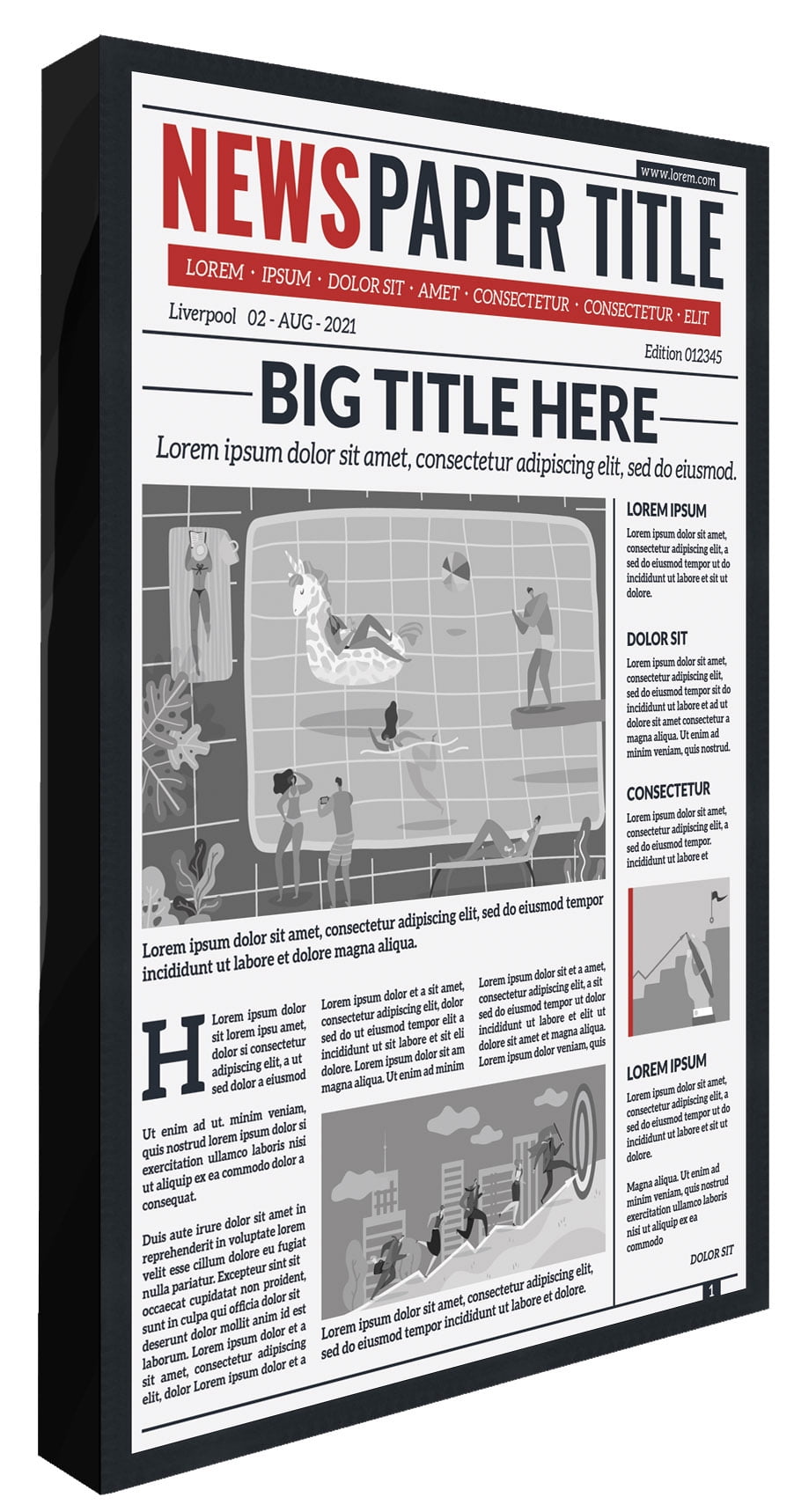 11x22 Newspaper Frame Solid Wood - Matte Black Finish - Matches Any ...