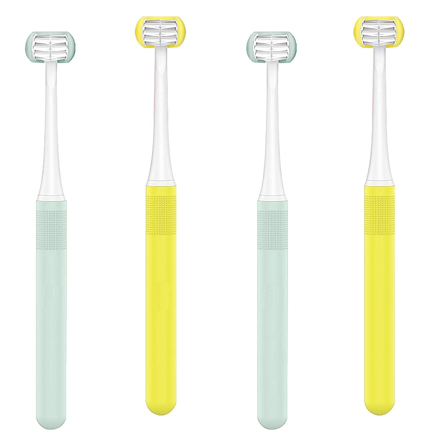 4 Pieces 3 Sided Autism Toothbrush Three Bristles for Special Needs ...