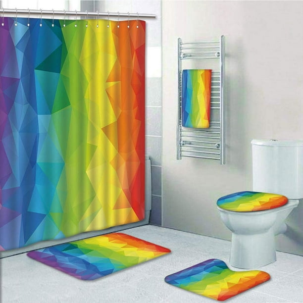 EREHome Rainbow Abstract Lively Horizontal Polygons in Rainbow Colors ...