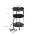 Black 3-Tier Round Side Table With Built-In Power Outlet And USB ...