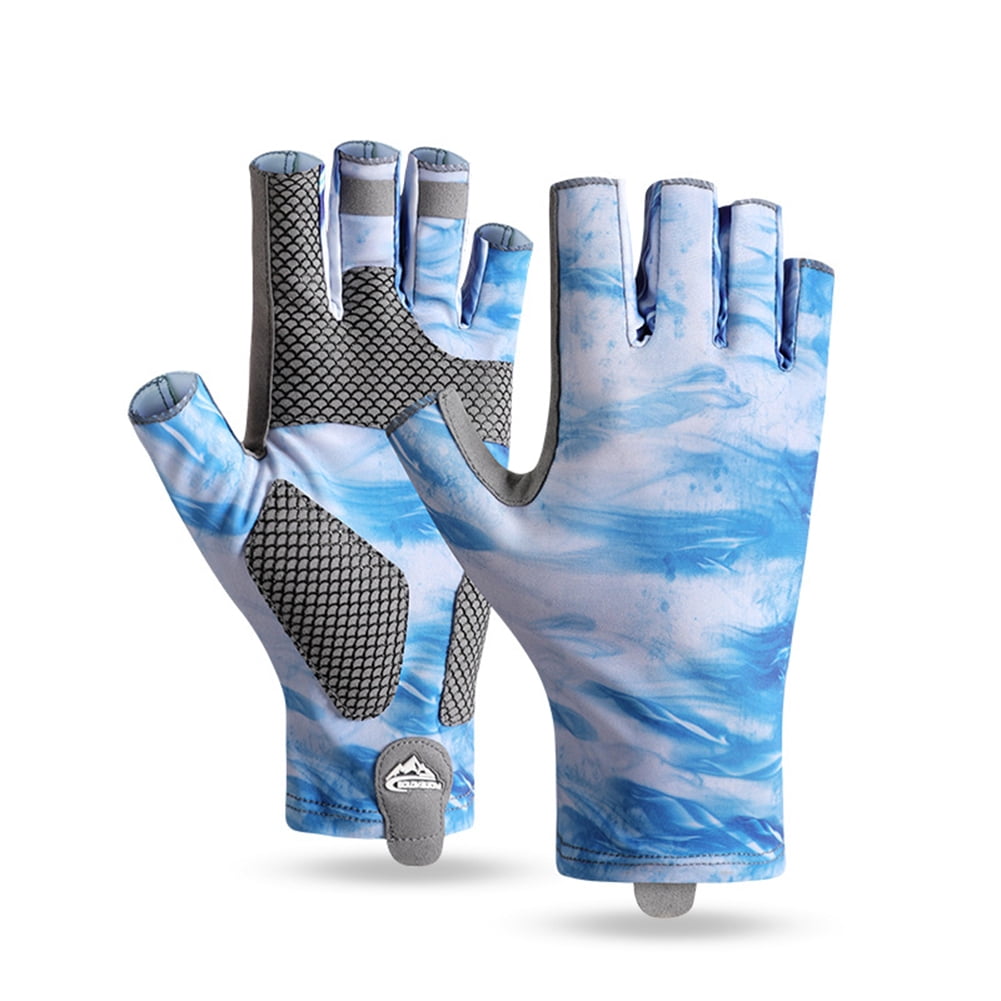 RONSHIN 2pcs Ice Silk Fishing Gloves Half-finger Summer Outdoor Ice ...