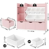 Homfa Kids Bookcase with 6 Storage Bins, Multi-Purpose Toy Organizers ...