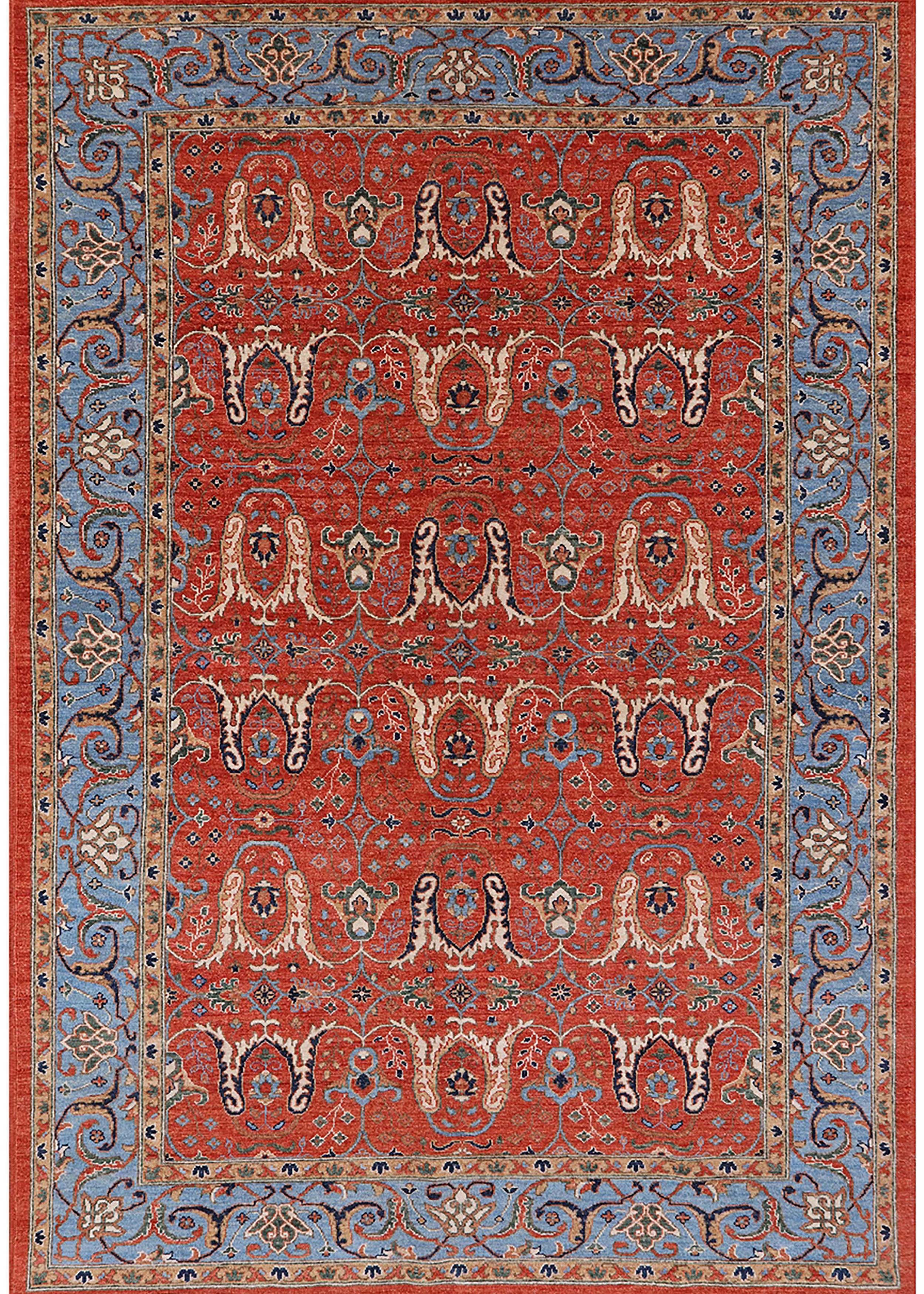 Ahgly Company Indoor Rectangle Mid-Century Modern Red Oriental Area ...