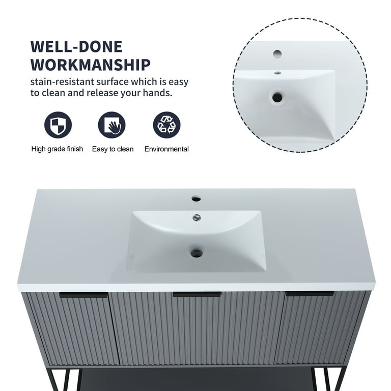 Clean Sinks Lockers Rugerasy 48" Bathroom Vanity With Resin Sink,