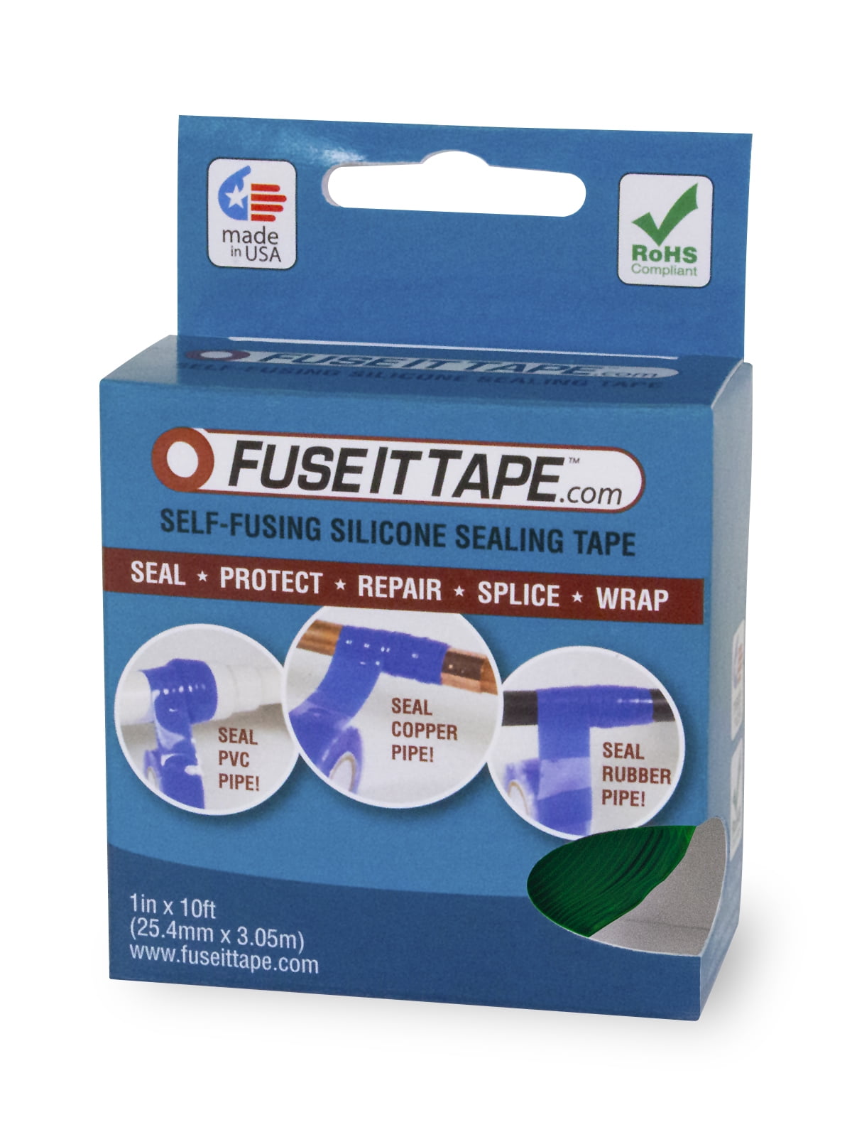 FuseIt Tape Self-Fusing Silicone Tape 1" x 10' x 30mil (Green ...