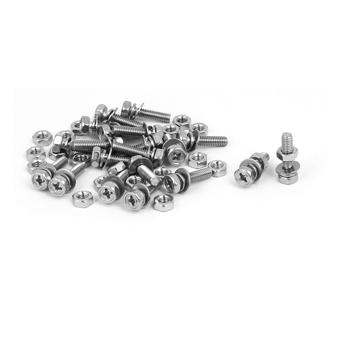M4 x 16mm 304 Stainless Steel Hex Head Bolts Nuts w Washers 20 Sets ...