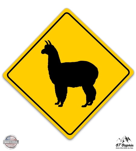 Yellow Alpaca Sign - 8" Vinyl Sticker - For Car Laptop I-Pad ...