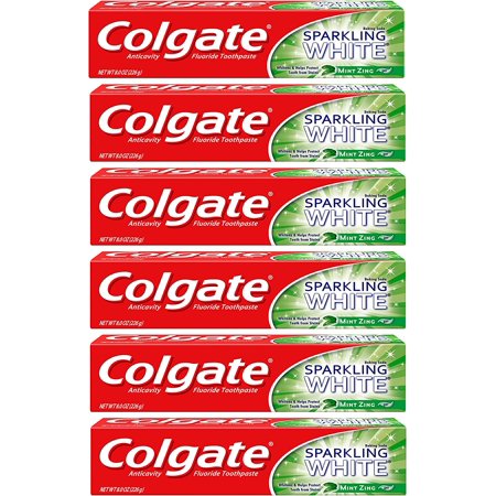 Colgate Sparkling White Gel Toothpaste, Mint Zing, 8 Ounce (Pack of 6 ...