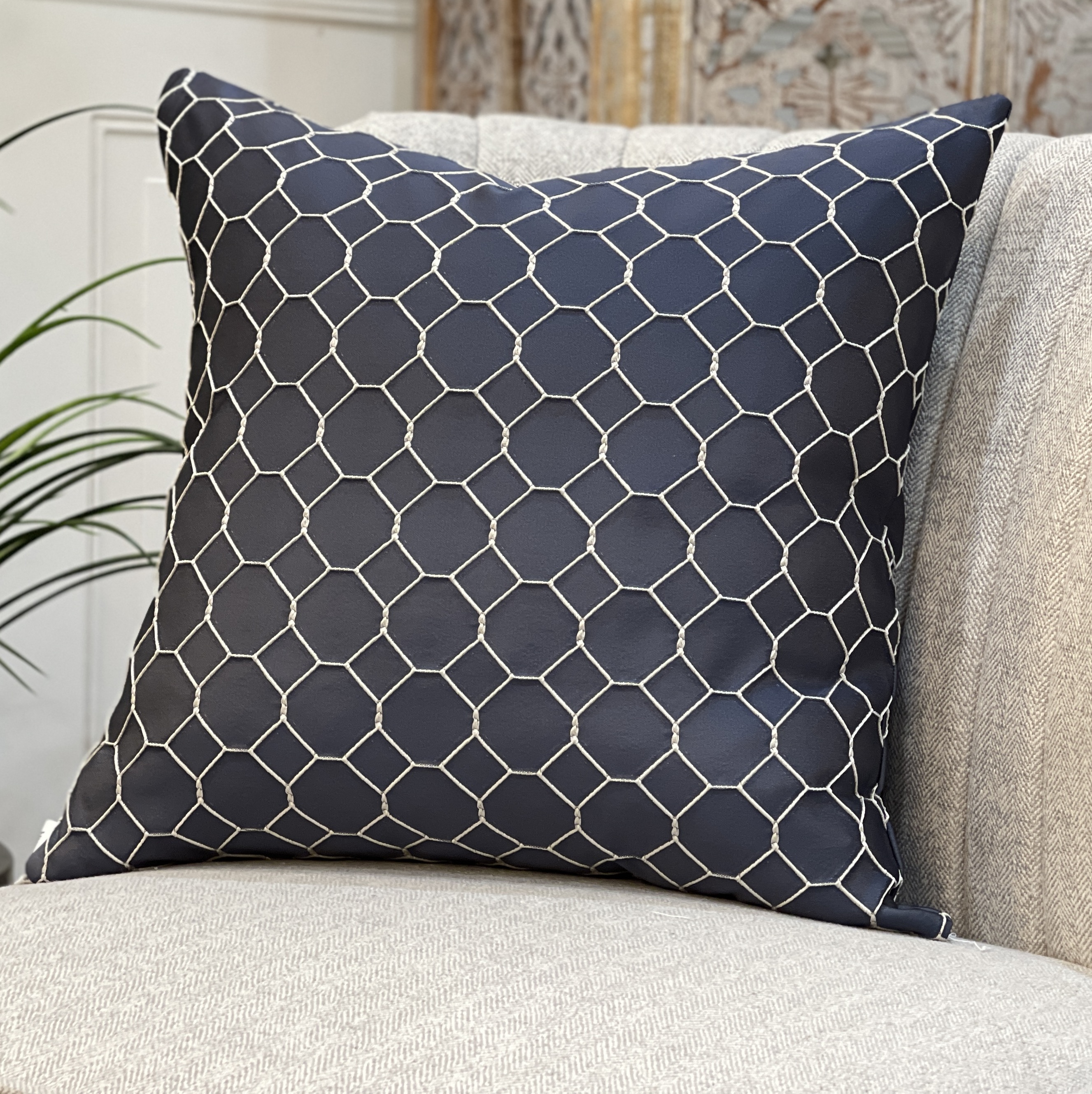 Pillow - Juno Cobalt 100% Polyester - Feather/Down Fill - Walmart.com