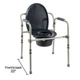 Equate Steel Foldable 3-in-1 Bedside Commode Toilet, Gray – 400 lb ...