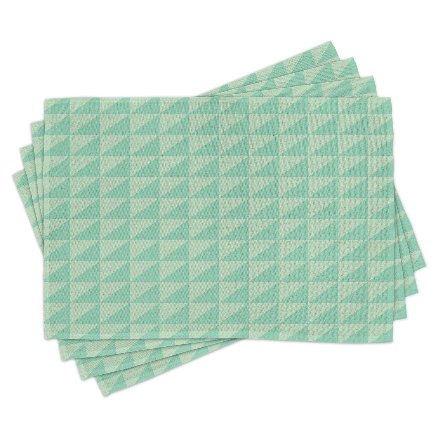 Ambesonne Mint Place Mats Set of 4, Half Squares Triangles, Standard ...