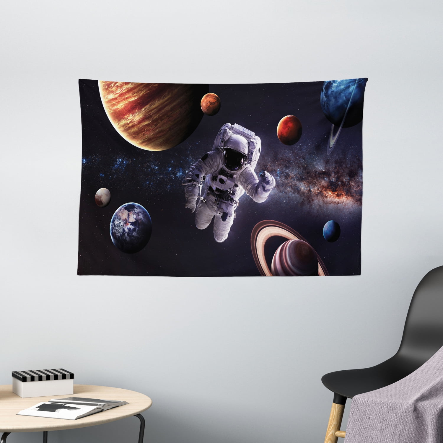 Outer Space Decor Tapestry, Astronaut Between Planets Mars Neptune ...