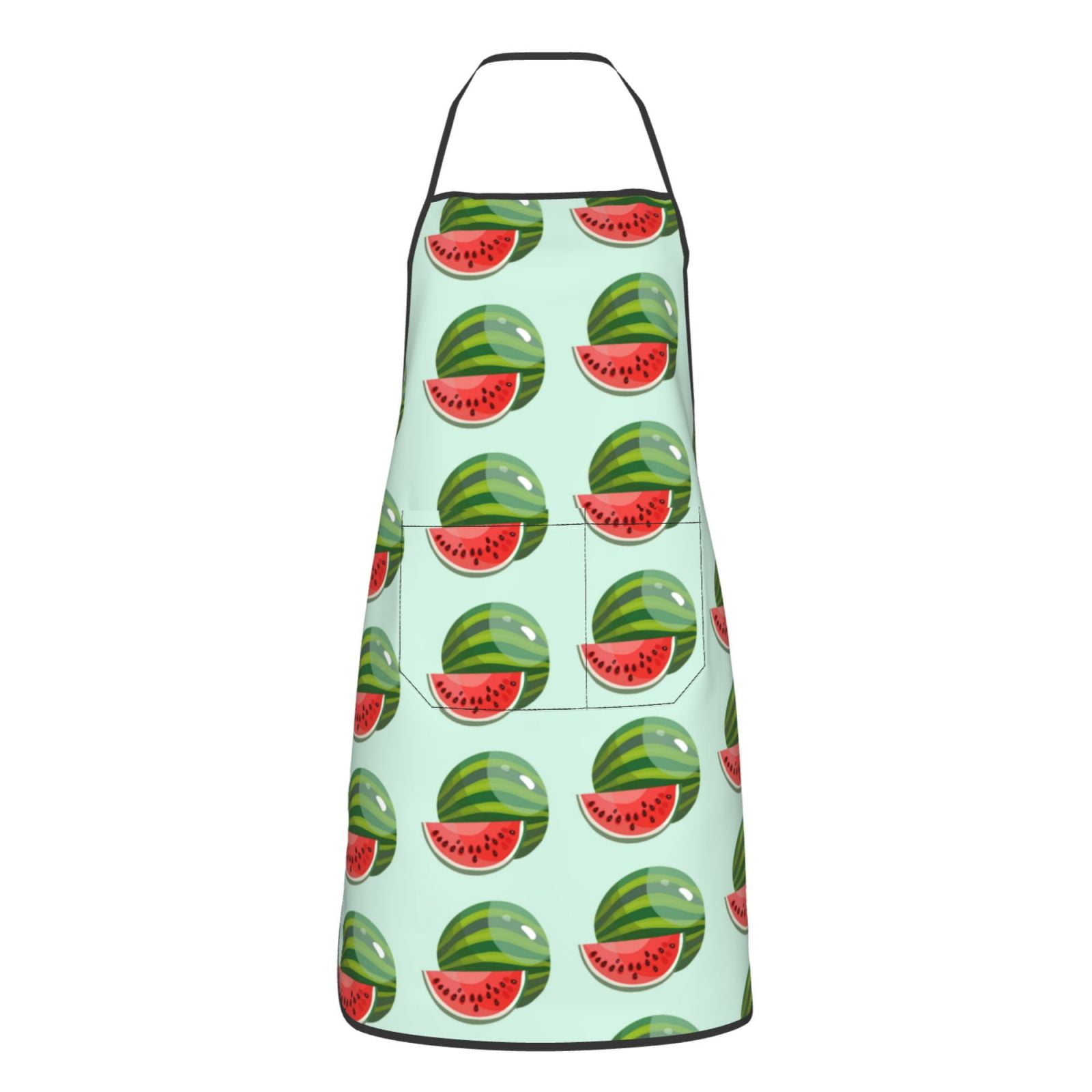 ZNDUO Cartoon Green Watermelon Pattern Apron, Adjustable Bib Soft Chef ...