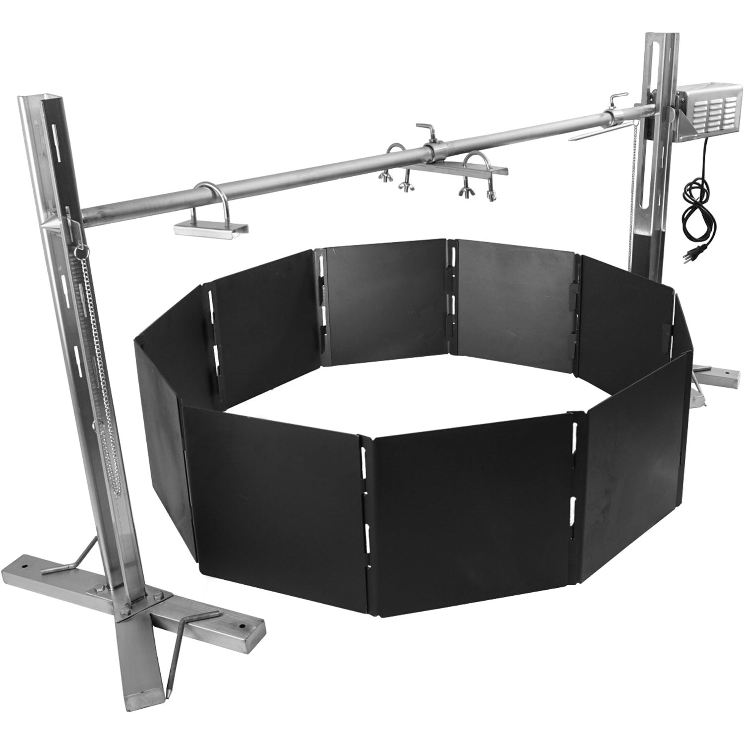 Titan Outdoors 40" HD Steel Open Campfire Pit Ring & 25W Rotisserie ...