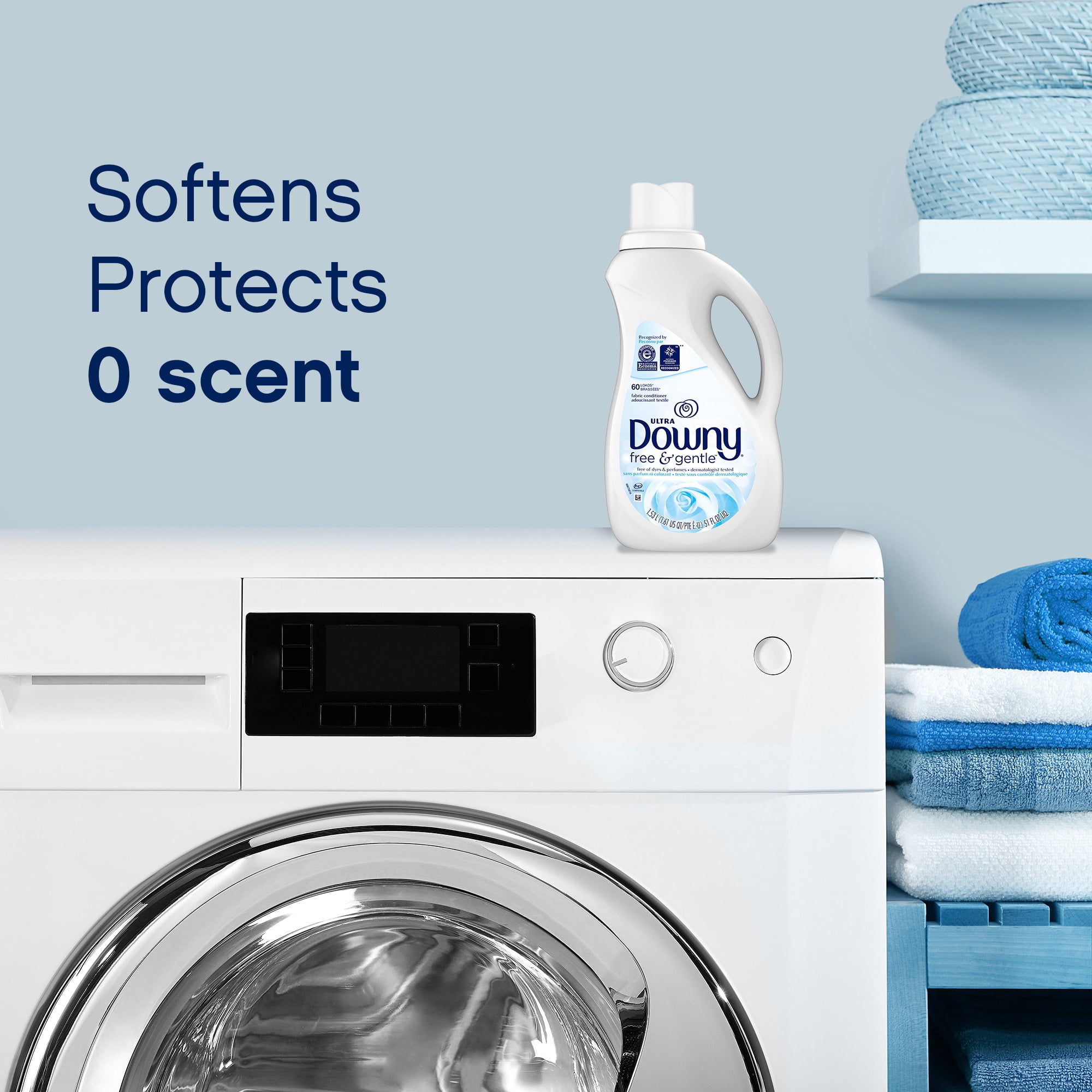 Buy Downy Free & Gentle, 120 Loads Liquid Fabric Softener, 103 fl oz ...