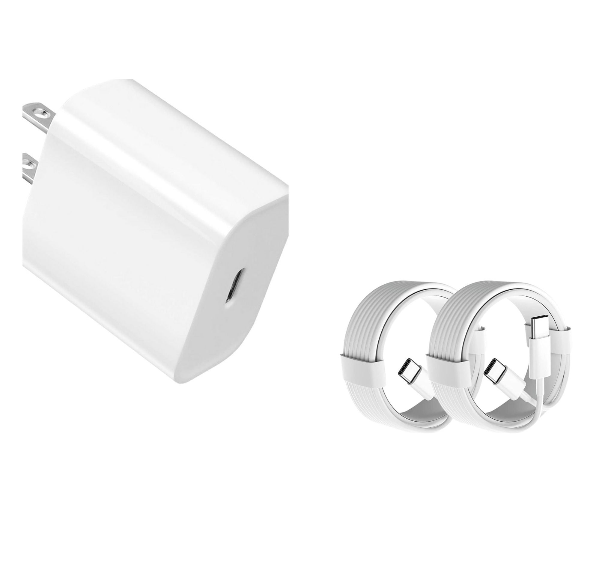 CHOETECH 20W USB-C PD ADAPTER WITH TWO PACK OF USB-C TO USB-C TYPE C CABLES 1M - Walmart.com