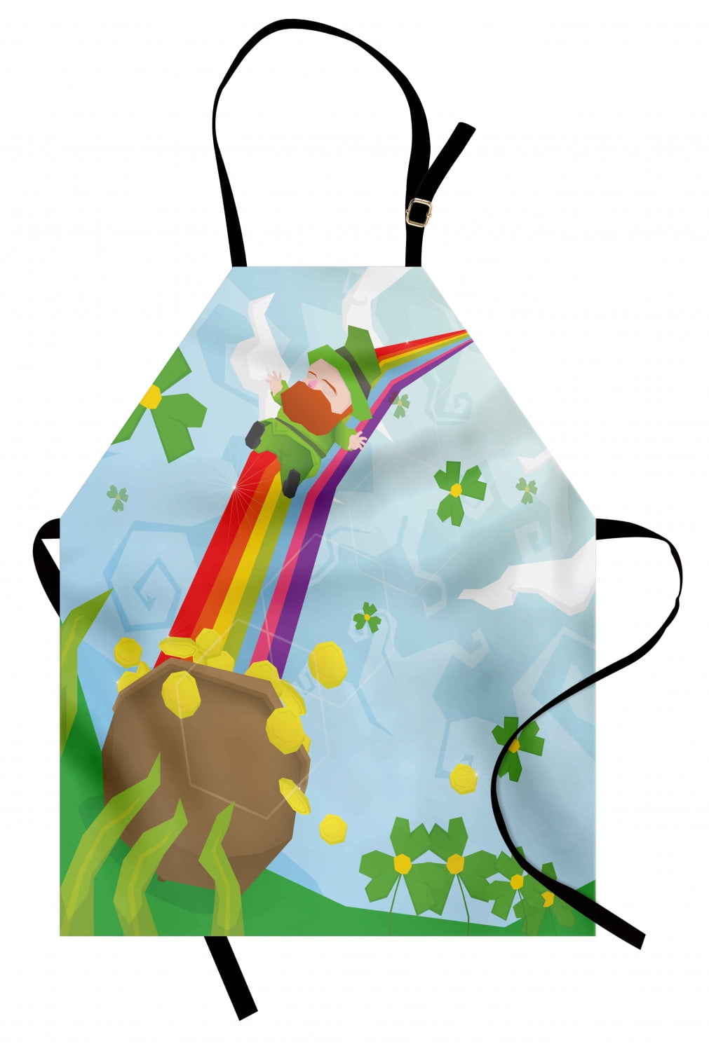 St. Patrick's Day Apron Abstract Cartoon Happy Leprechaun Sliding Down ...