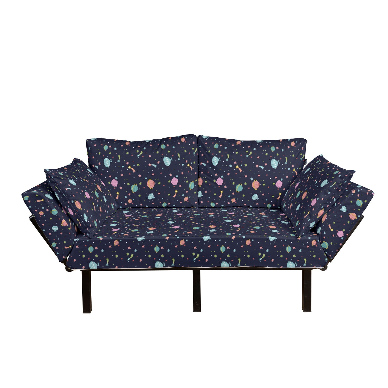 Space Futon Couch, Alien Planets with Shooting Stars and Polka Dots ...