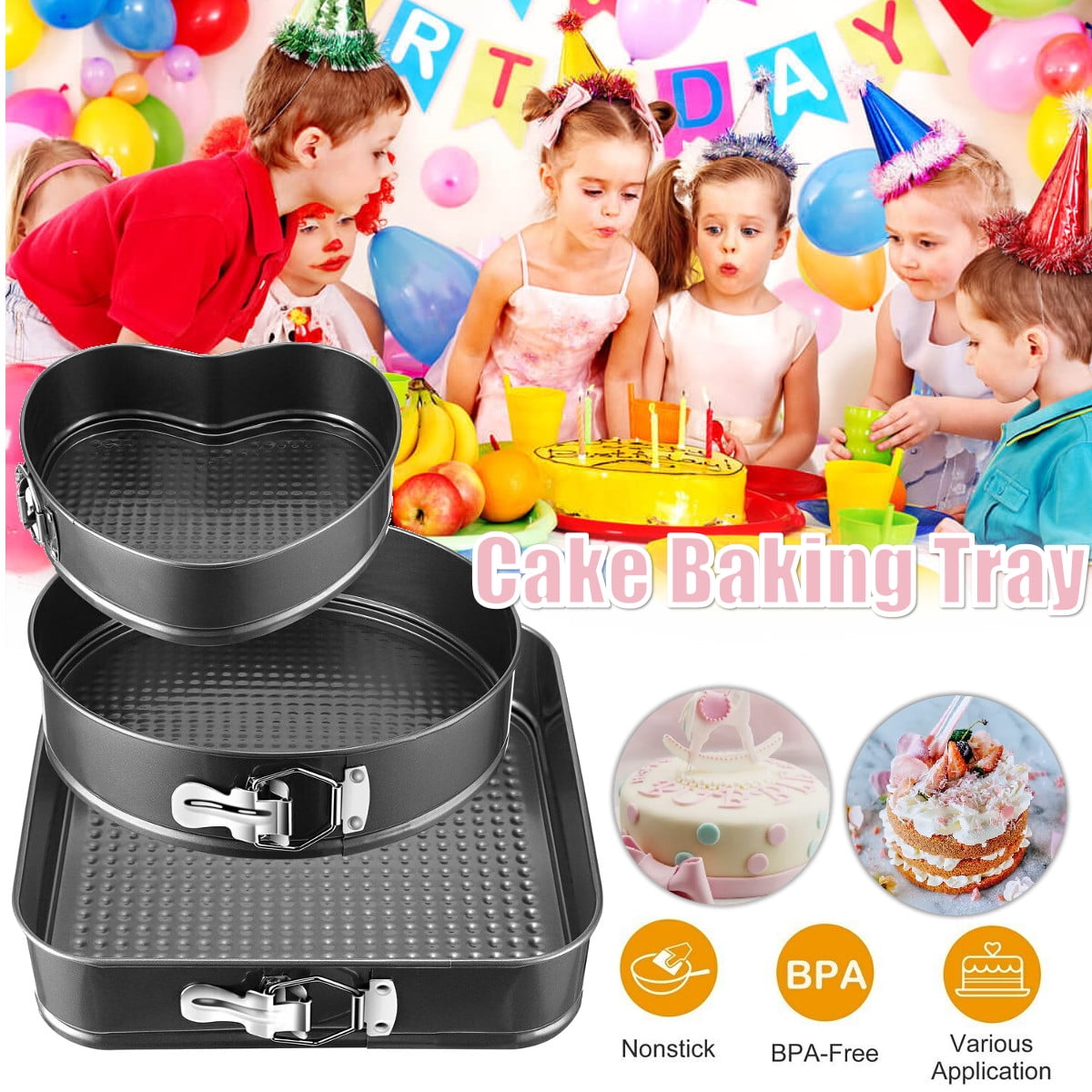 3Pcs/set Nonstick Leakproof Round Cake Pan Set Cheesecake Spring Baking ...