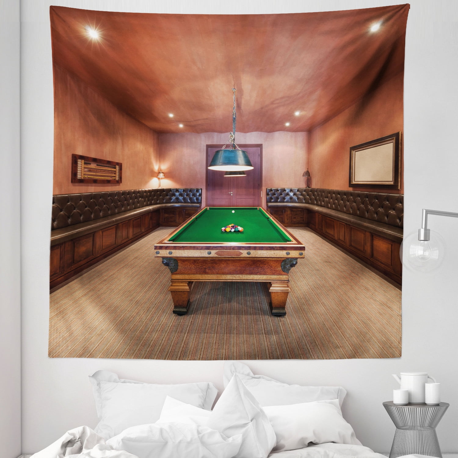 Modern Tapestry, Entertainment Room in Mansion Pool Table Billiard ...
