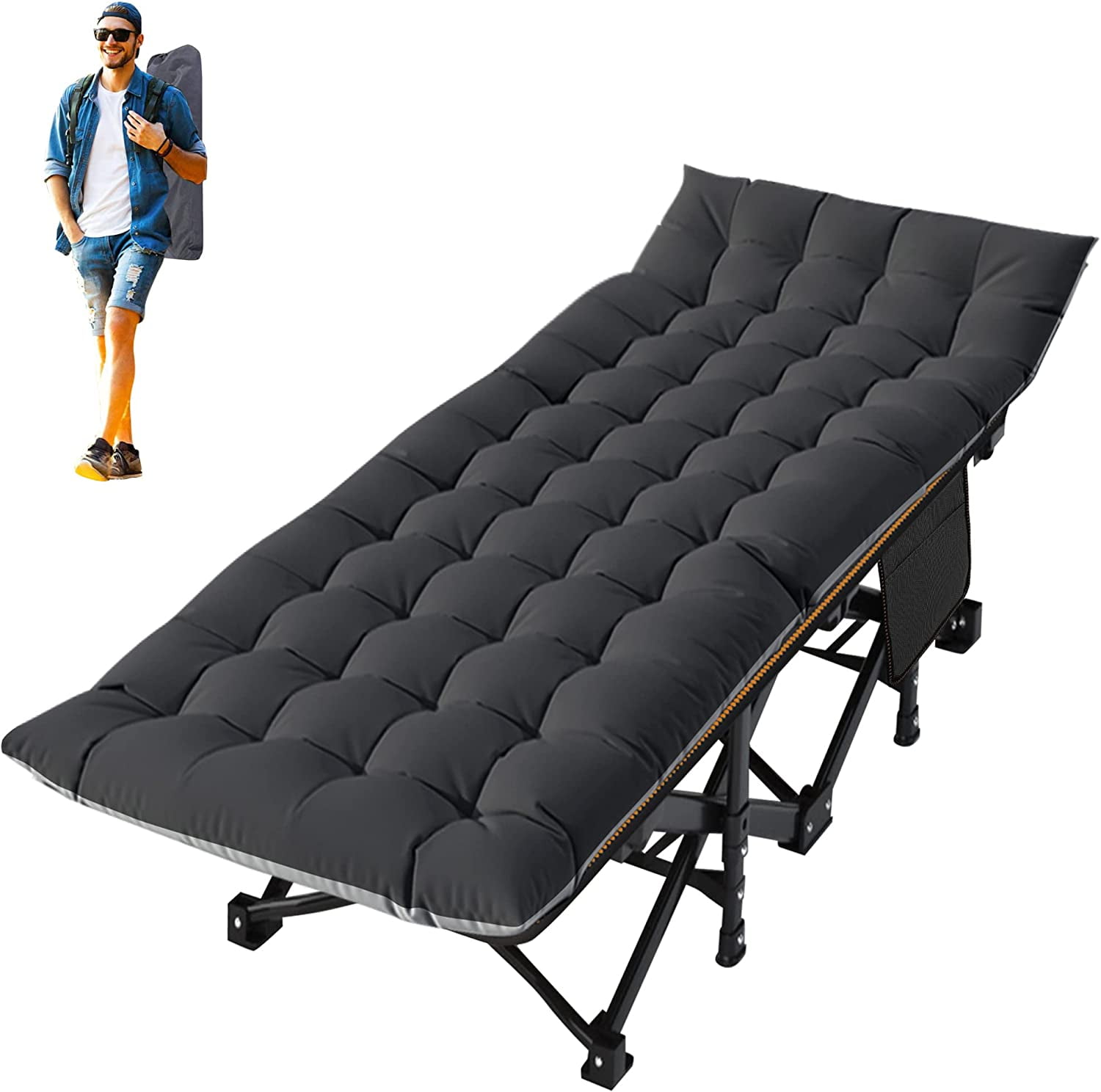 Slsy Folding Camping Cots with 3.3 Inch 2 Sided Mattress, 75"* 28 ...