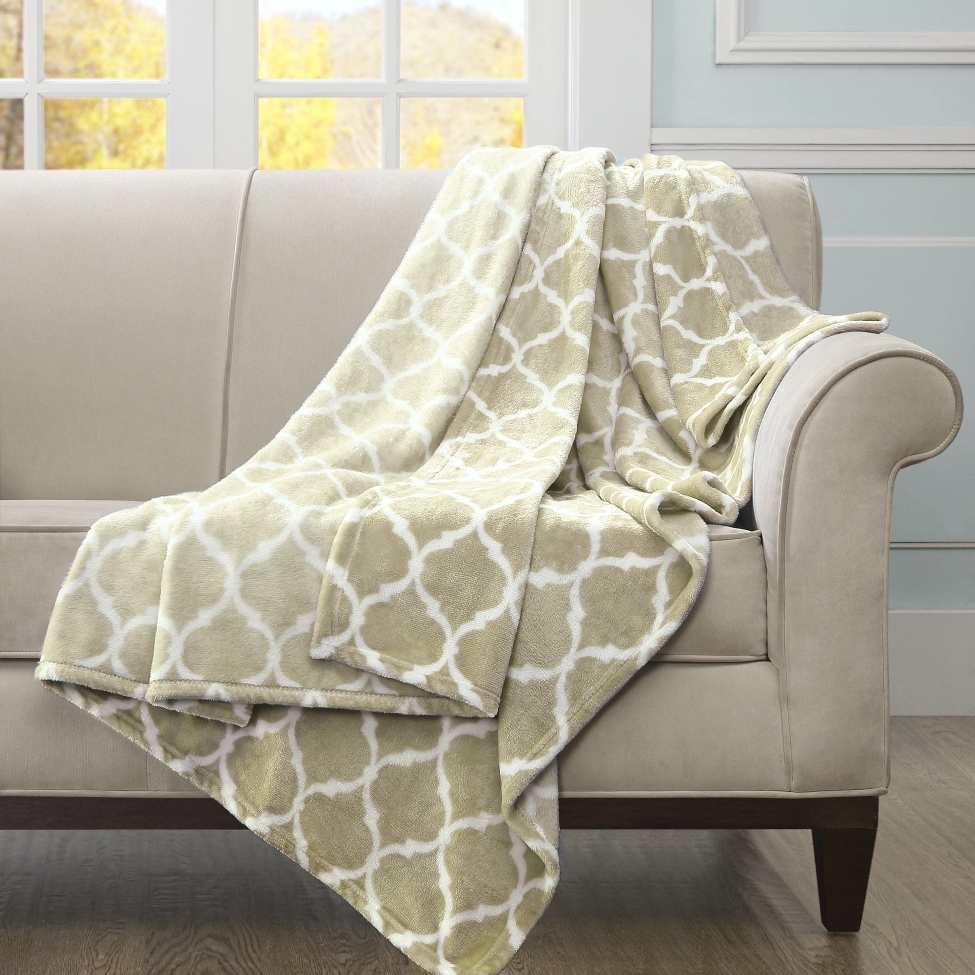 Home Essence Ogee Oversized Super Soft Microlight Throw, , 60x70", Tan ...