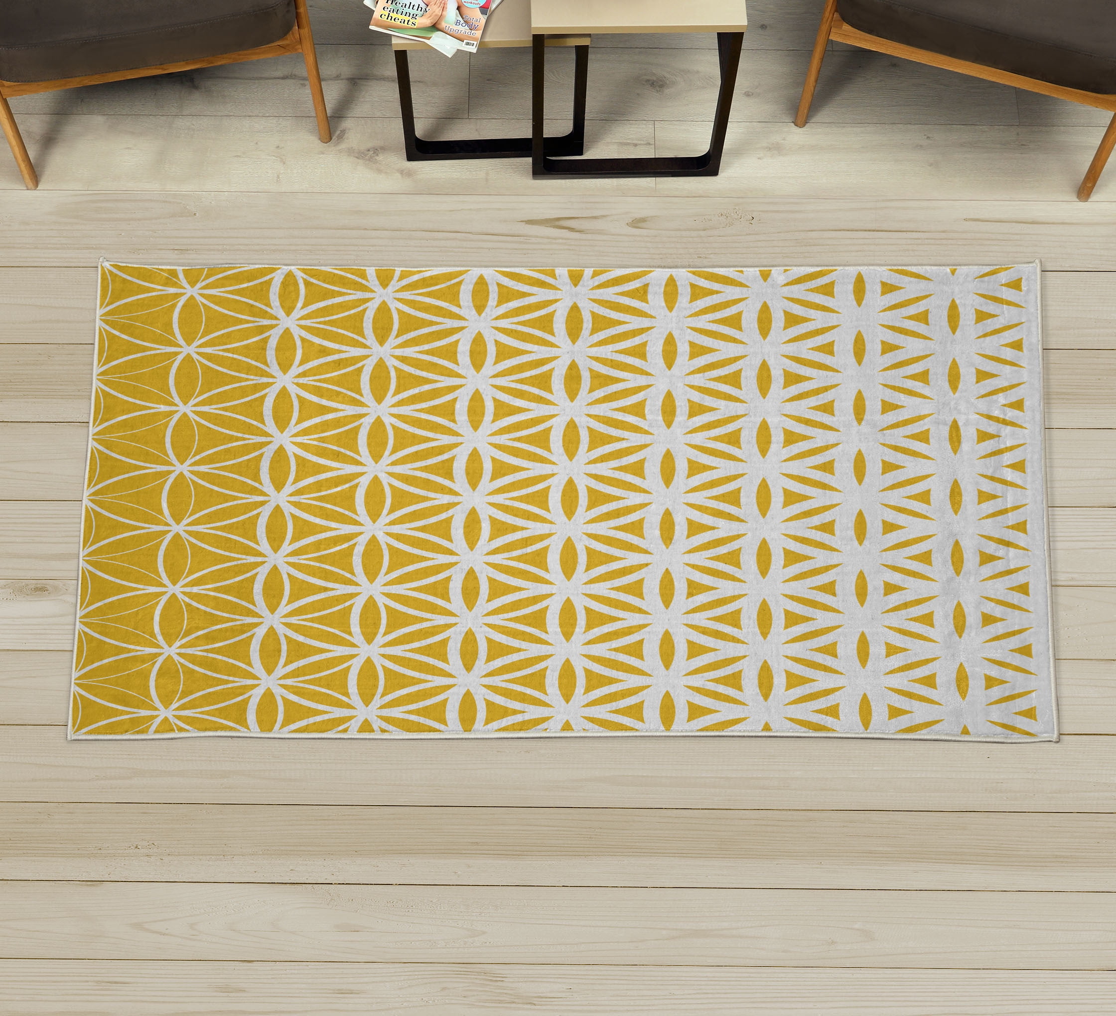 Abstract Decorative Rug, Retro Geometric Ombre Inspired Pattern Classic ...