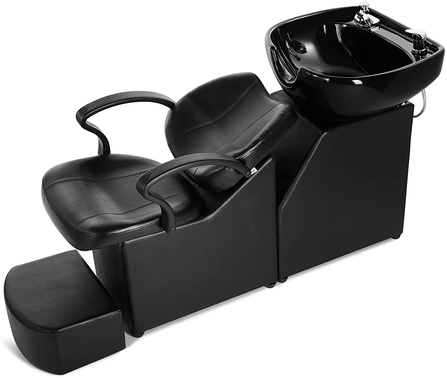 Artist Hand Shampoo Barber Backwash Chair with Bowl Sink, Foot Pedal ...