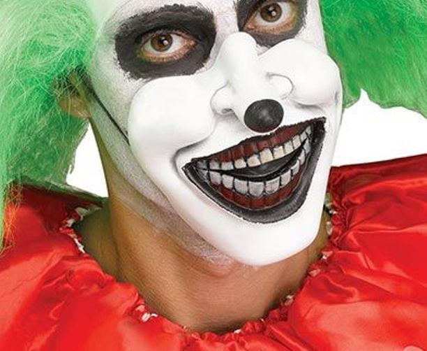 Buy Creepy Clown Half Mask Colors Adult Halloween Costume Accessory ...