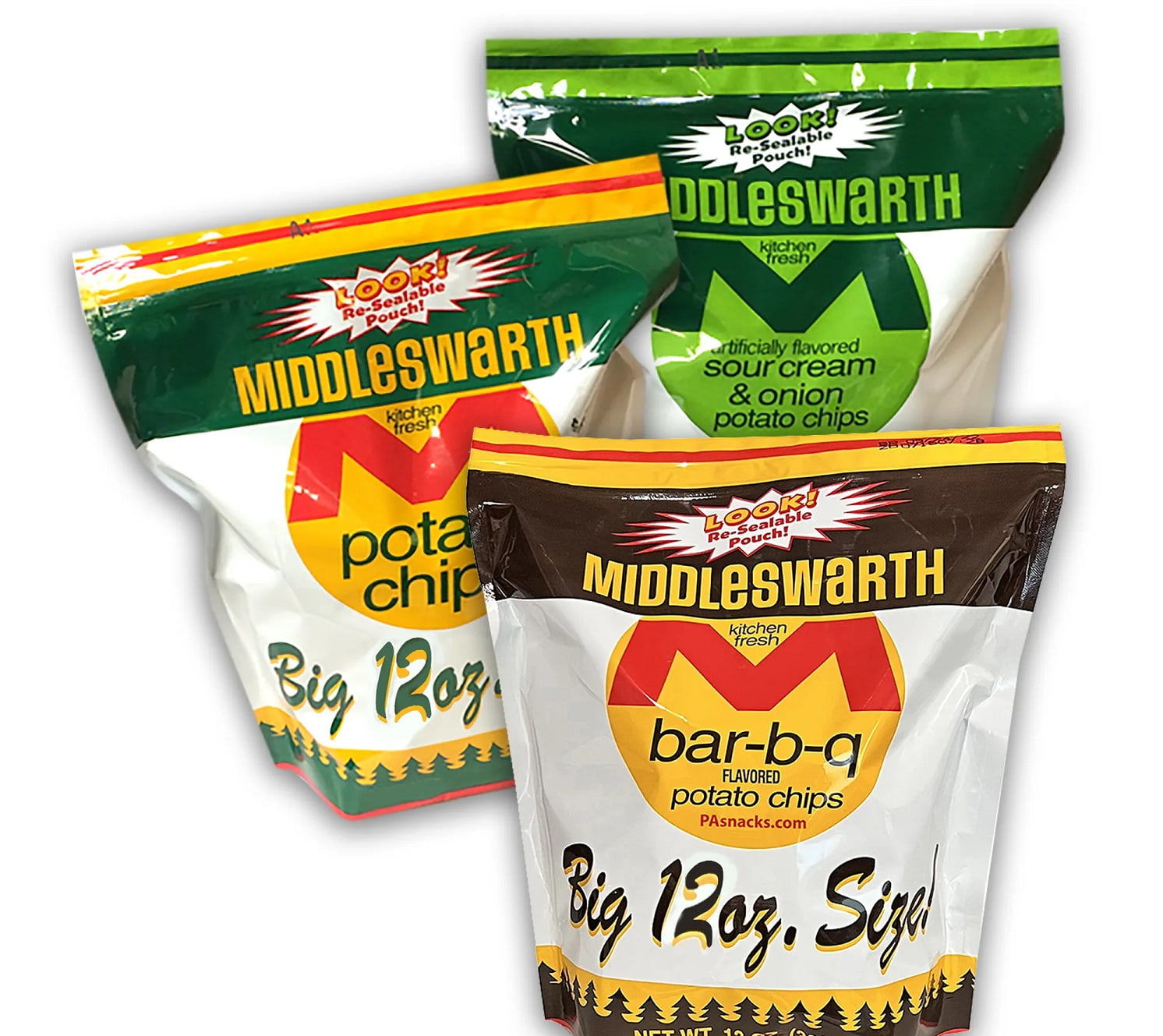 Middleswarth Potato Chip Variety 3-Pack: Original, BBQ, Sour Cream ...