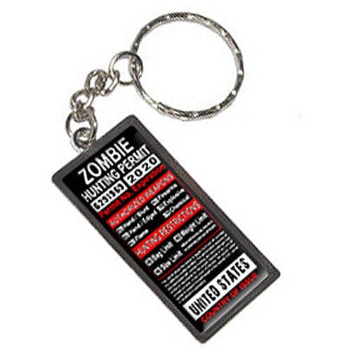 United States Zombie Hunting License Permit Keychain Key Chain Ring ...